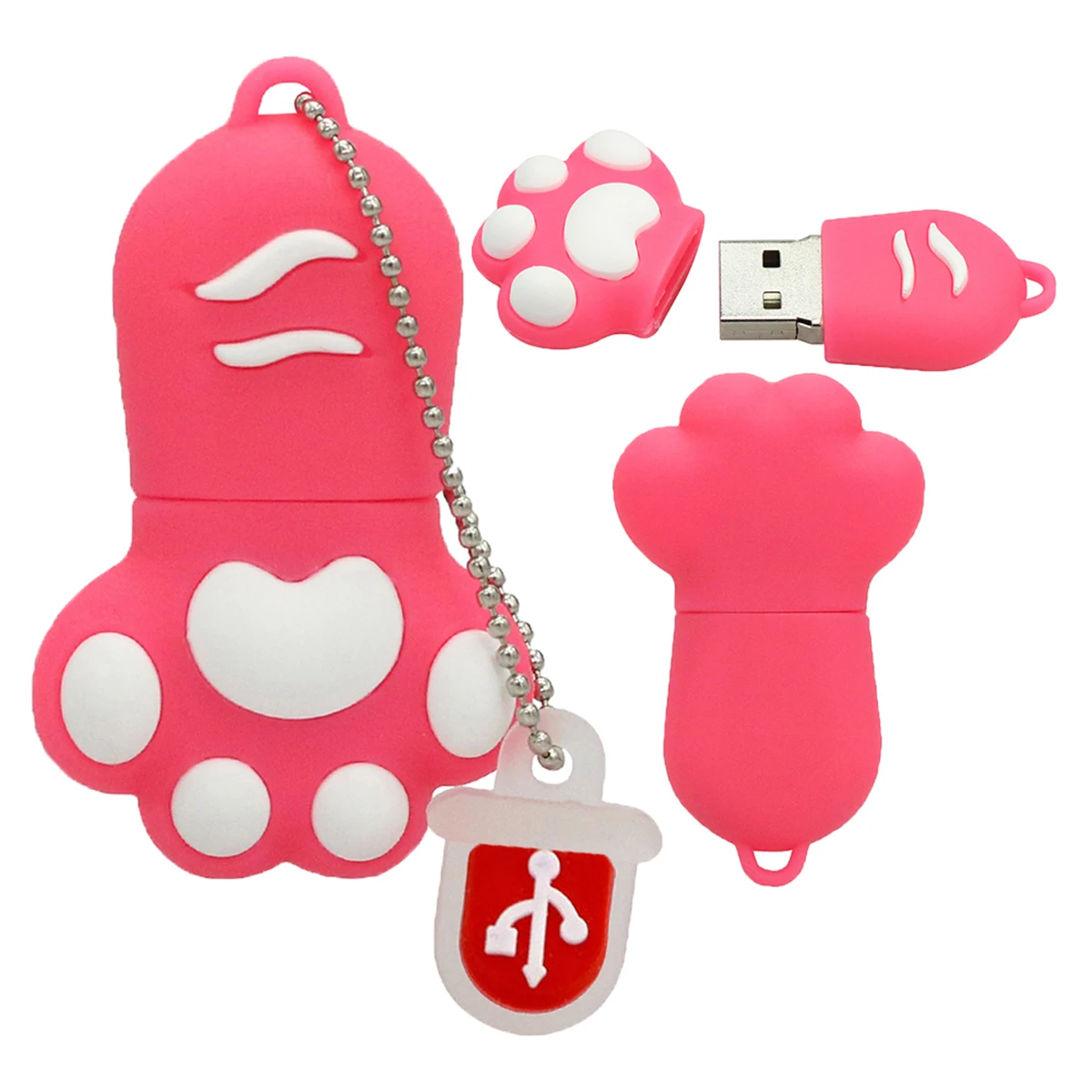 Clé USB,Clé USB avec dessin Animé patte de chat,support à mémoire ,lecteur Flash avec porte-clés ...