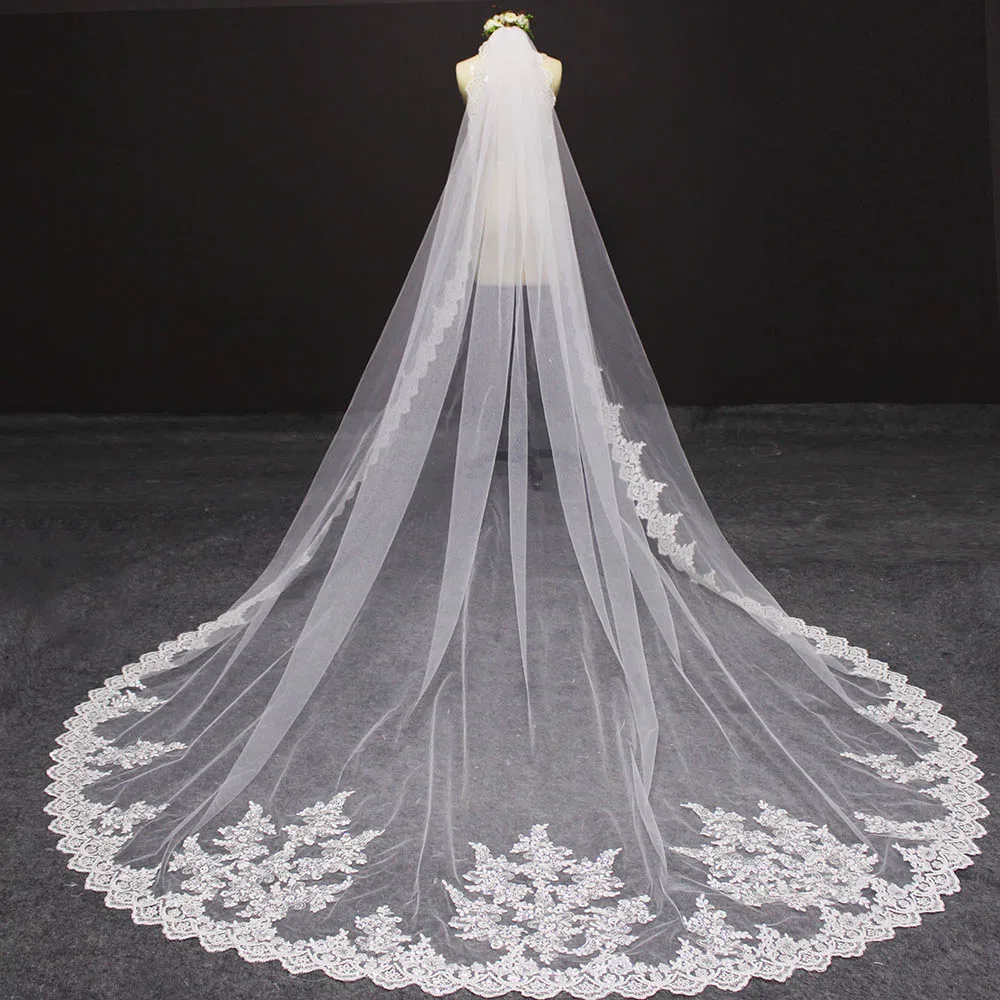 High-Quality-3-Meters-One-Layer-Wedding-Veil-with-Comb-White-Ivory ...