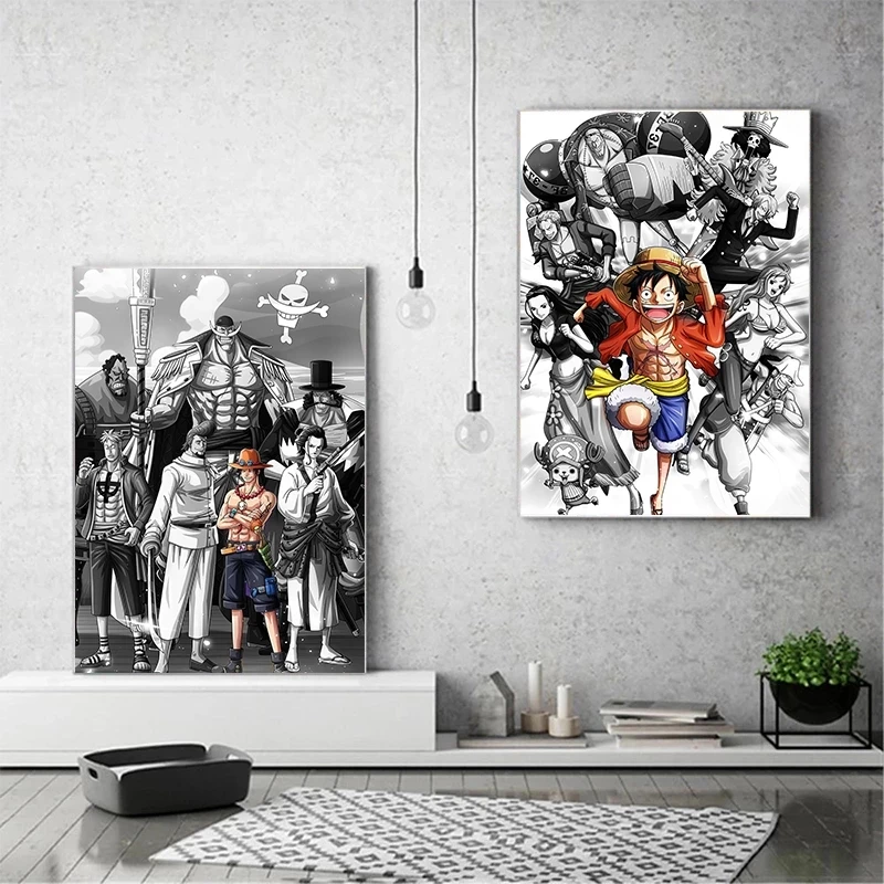 One Piece Luffy Zoro Posters Ink Canvas Painting | One piece ...