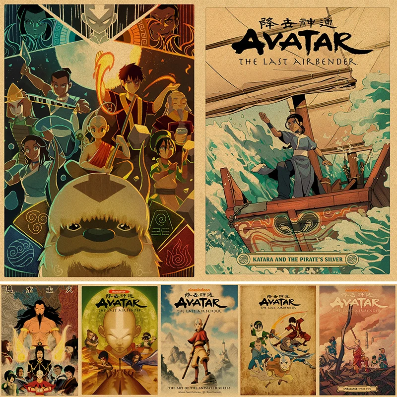Avatar The Last Airbender Aang Katara Cartoon Kraft posters And Print ...