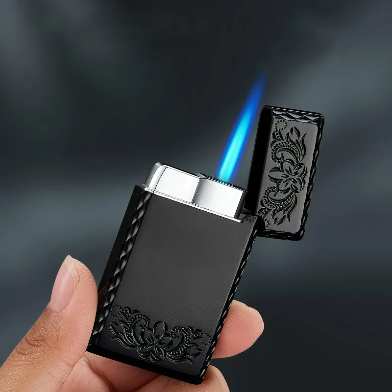 Butane-Turbo-Lighter-2020-New-1300C-Blue-Flame-Gas-Lighter-Square-Mini ...