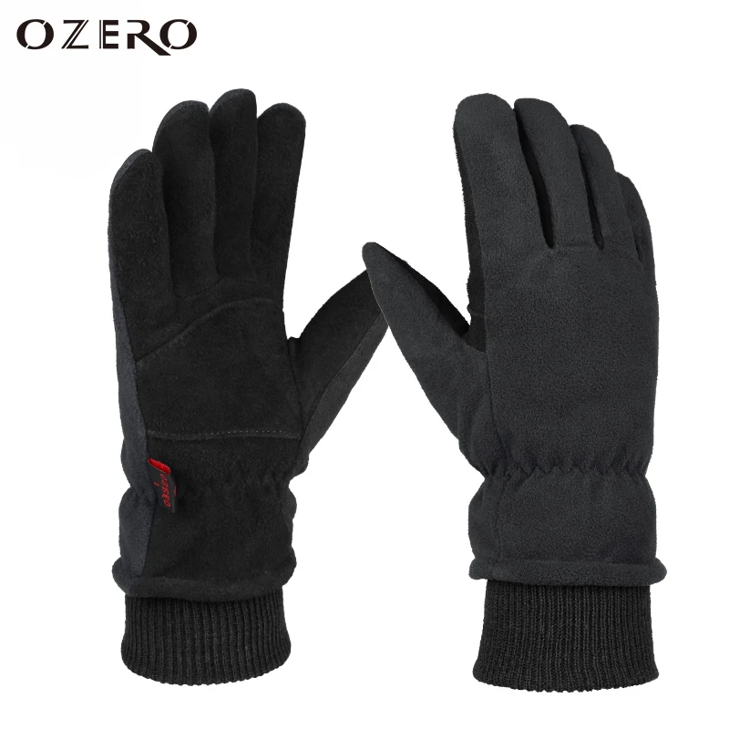 OZERO-Snow-Gloves-Men-Winter-Warm-Ski-Deerskin-Leather-Wear-Resisting ...