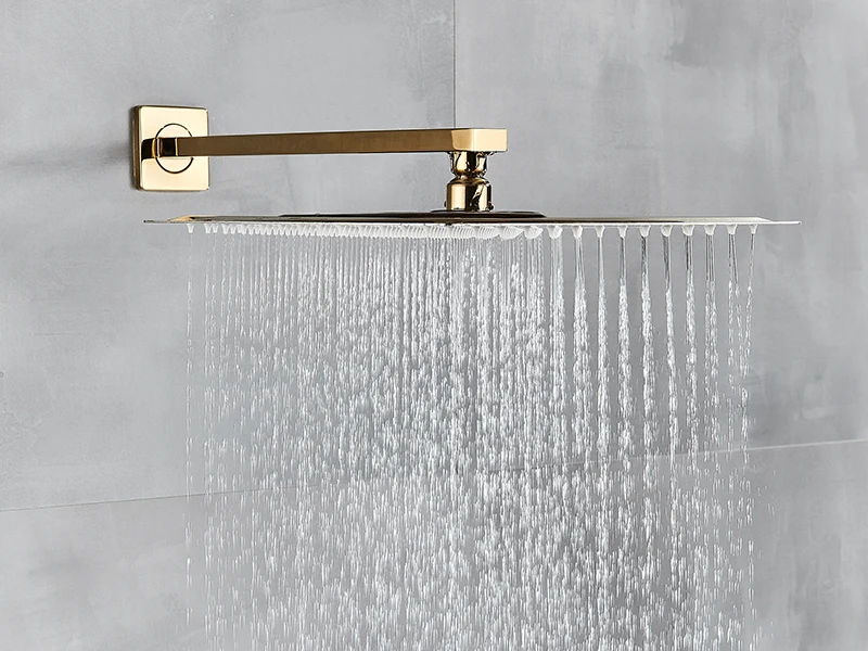 Rose Gold Shower Faucet Digital Display Rainfall Bathroom Shower System Wall Mounted Concealed ...