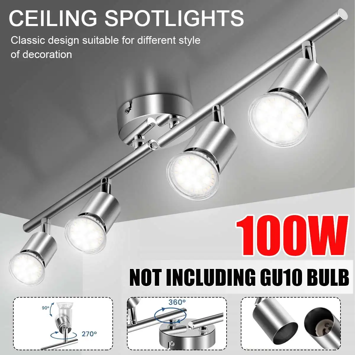 100W-3-4-Heads-Ceiling-Spotlight-Ceiling-Lamp-Holder-Angle-Adjustable ...