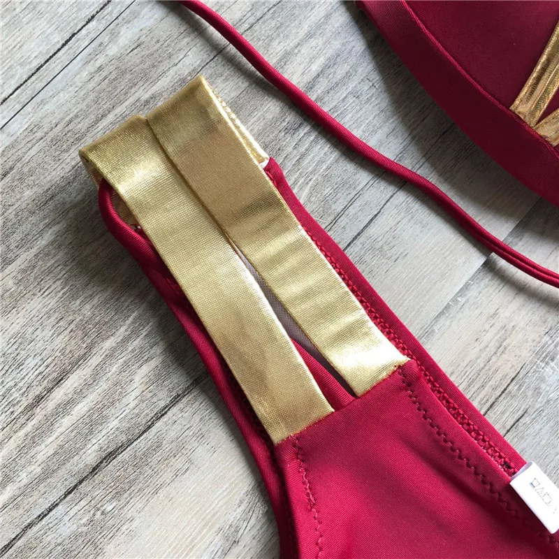 Pu Leather Bikini Set Red Triangle Swimwear Women 2021 Fashion Summer ...