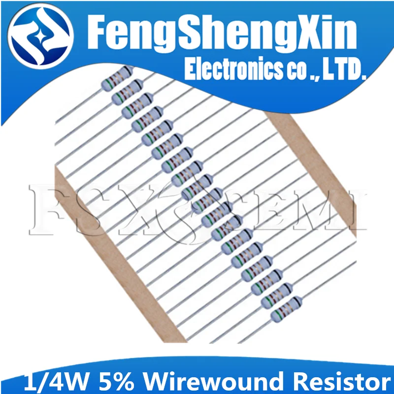 100pcs 1/4W 5% Wirewound Resistor Fuse 0.5R 2.2R 3.9R 4.7R 5.1R 10R