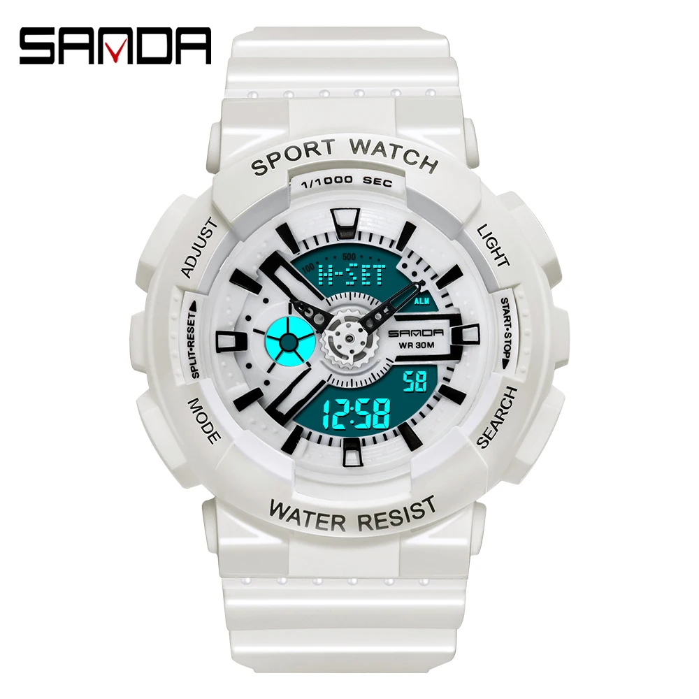 Fashion Sanda Top Brand Outdoor Sport White Digital Watch Women Alarm ...