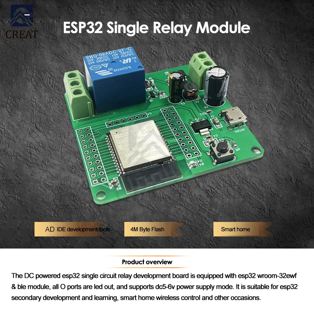 Generic Esp32 Single Relay Module Esp32-Wroom Development Board 1 Channel Dc7-60v I/o Port And ...