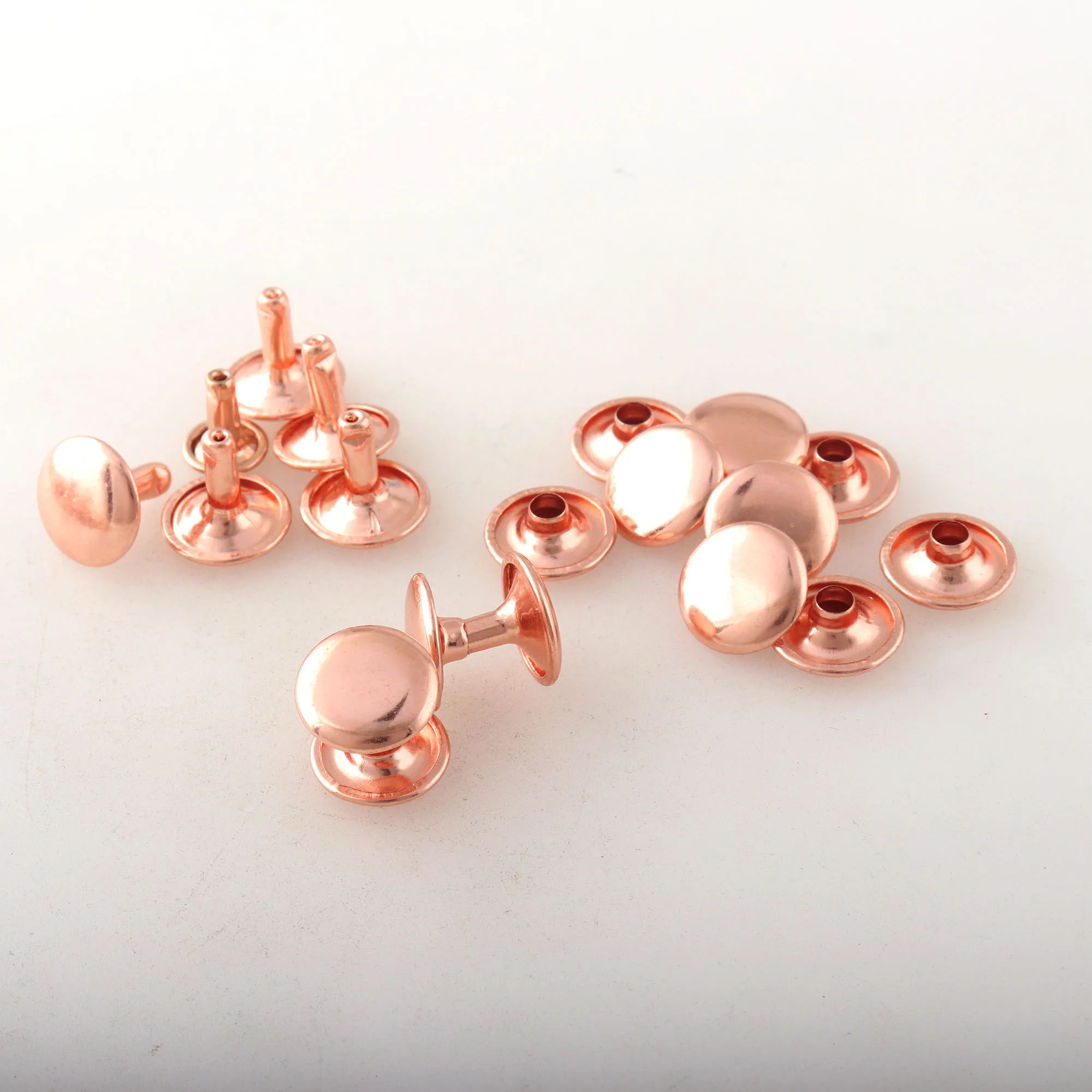 Rose Gold Rivet Studs Double Caps Rivets For Leather And Crafts Round ...