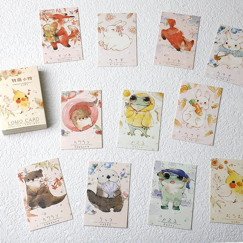 28 Sheets/set Cute Bird And Rabbit Lomo Card Mini Postcard Diy Cartoon ...