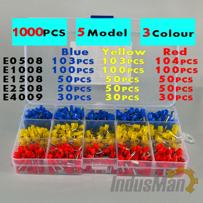 1000pcs/lot Bootlace cooper Ferrules kit set Wire Copper Crimp ...