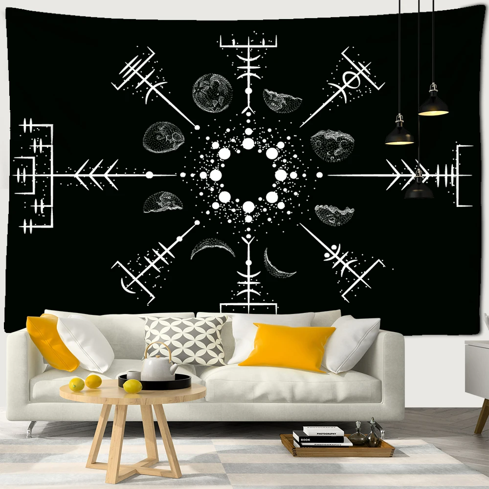 Sun Moon Mandala Tapestry Wall Hanging