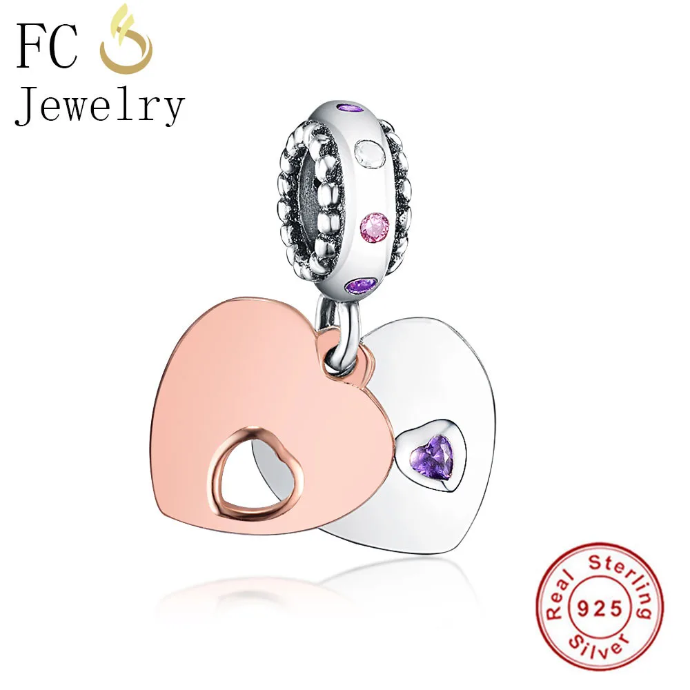FC-Jewelry-Fits-Original-Brand-Charm-Bracelet-925-Silver-Double-Hearts ...