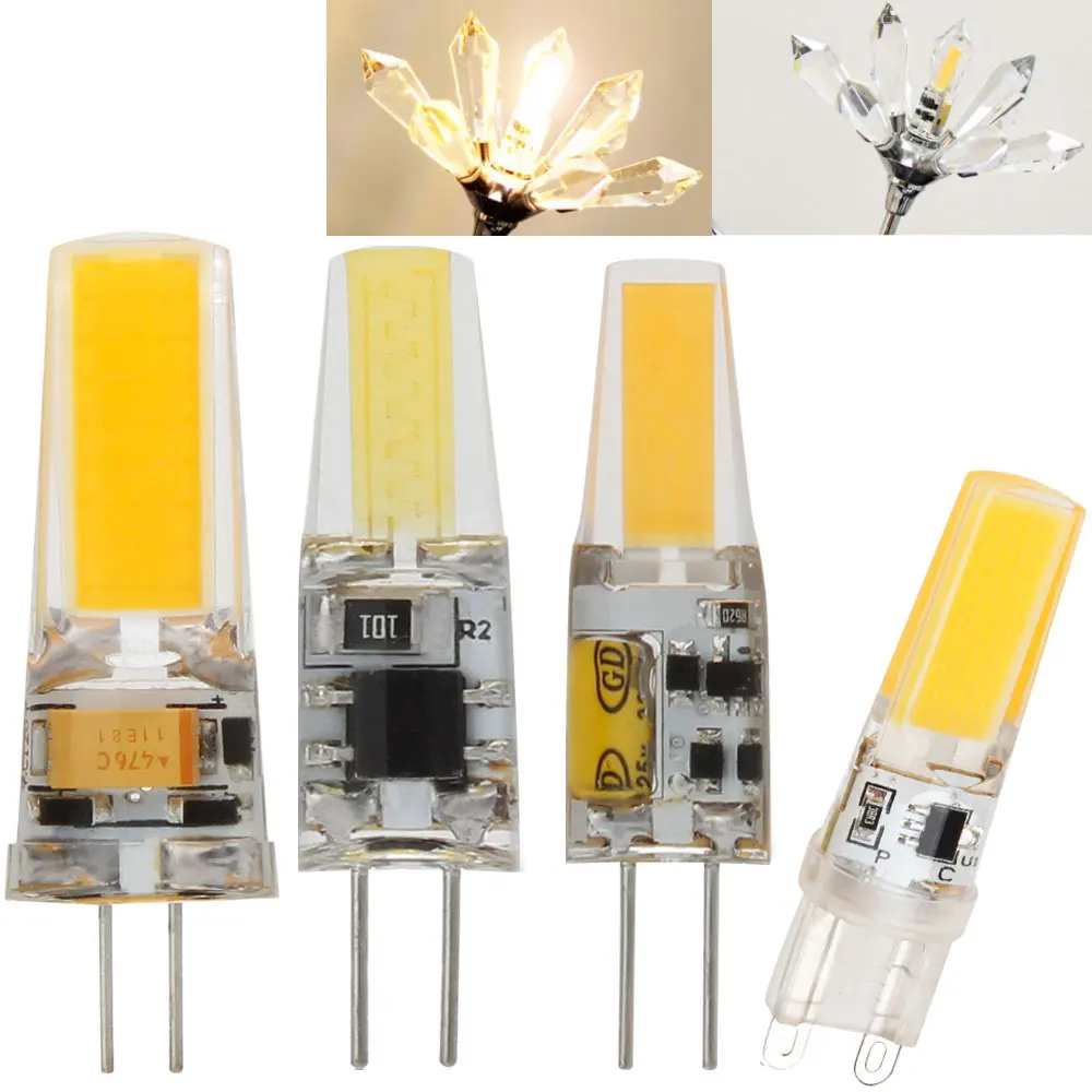 Dimmable LED G4 G9 Lamp Bulb AC/DC Dimming 12V 220V 3W 6W COB SMD LED ...