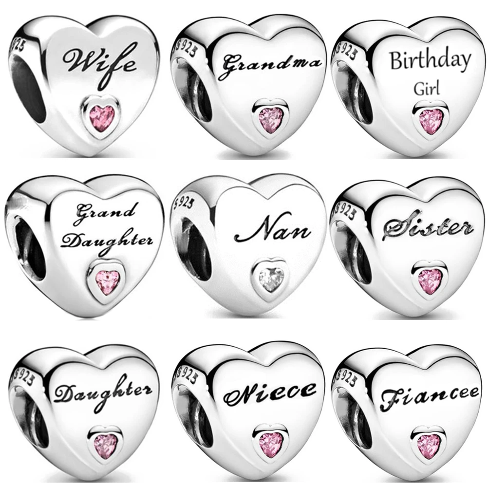 Pingente prata 925, adorável mãe, irmã, esposa, amor, contas, pandora ...