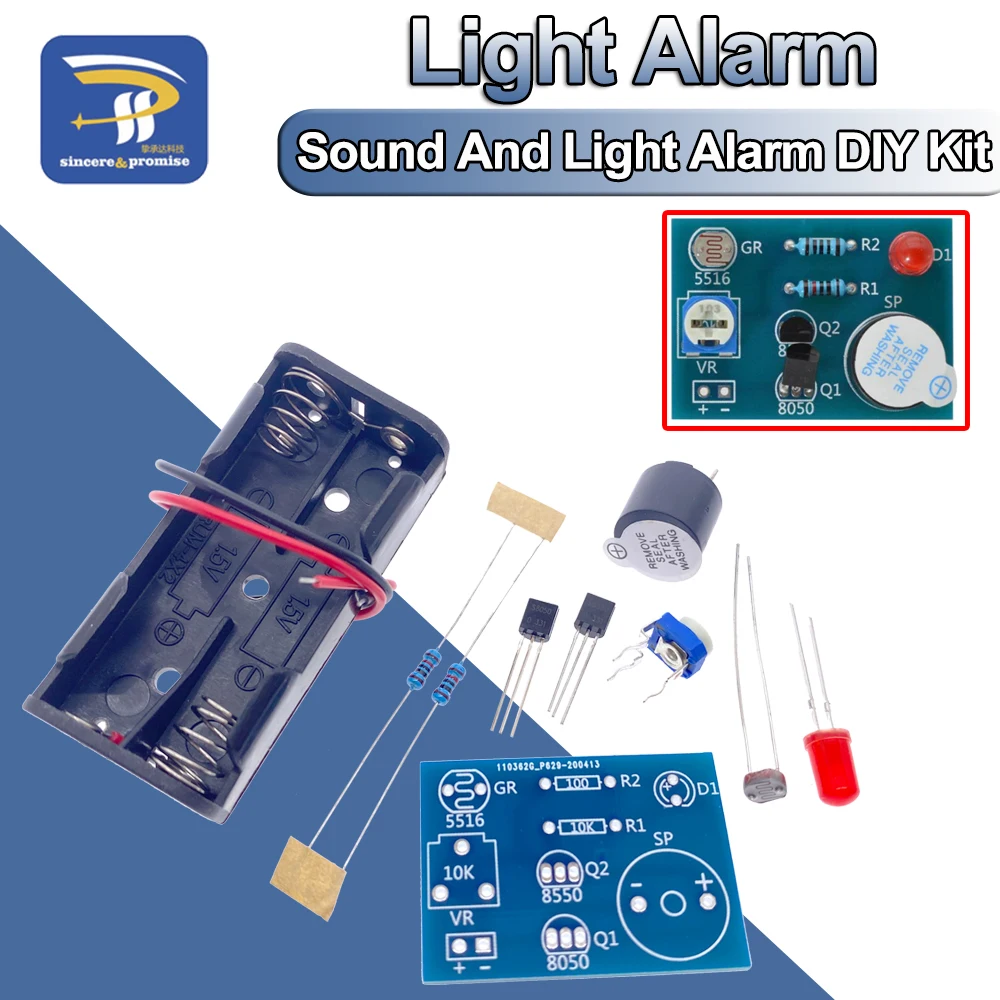 Photosensitive Sound Light Alarm DIY Kit Electronic Production ...