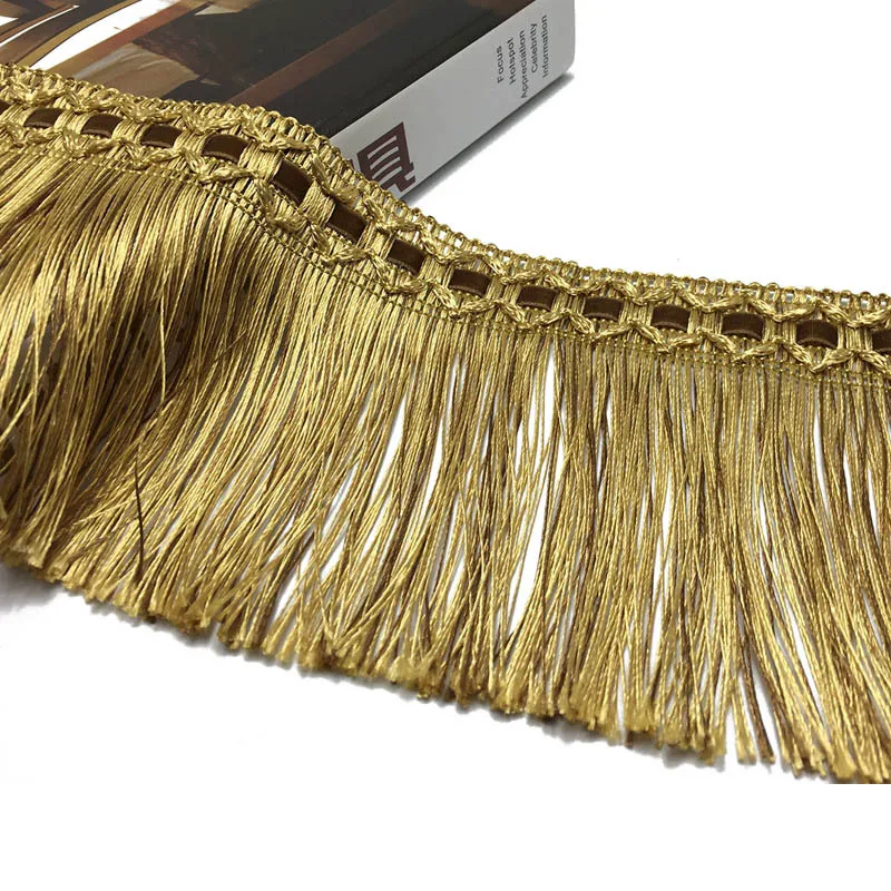2 meters Curtain Tassel Fringe Trimming Braid Trim 11cm Gold Tassels ...