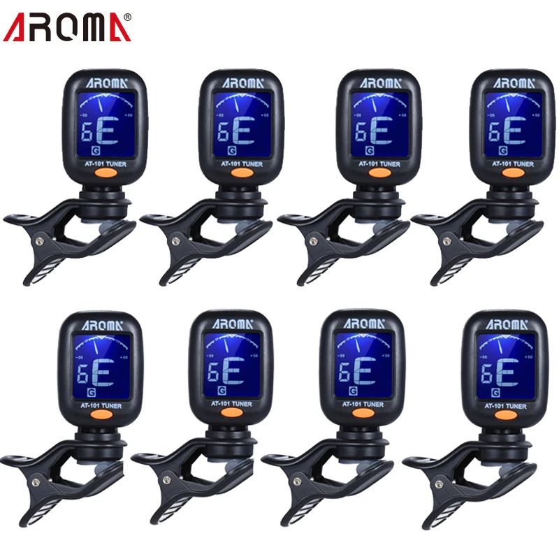 6 / 8/ 10/ 50 Pcs Aroma At-101 Portable Guitar Tuner Clip-on Digital ...