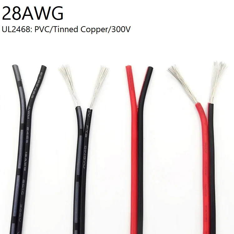 1M-2-Pin-Electric-Copper-Wire-28AWG-Lamp-Lighting-Cable-PVC-Insulated ...