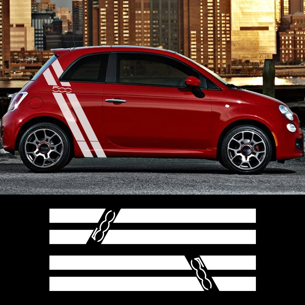 Car-Body-Door-Decor-Stickers-For-Fiat-500-595-Abarth-Side-Stripes ...