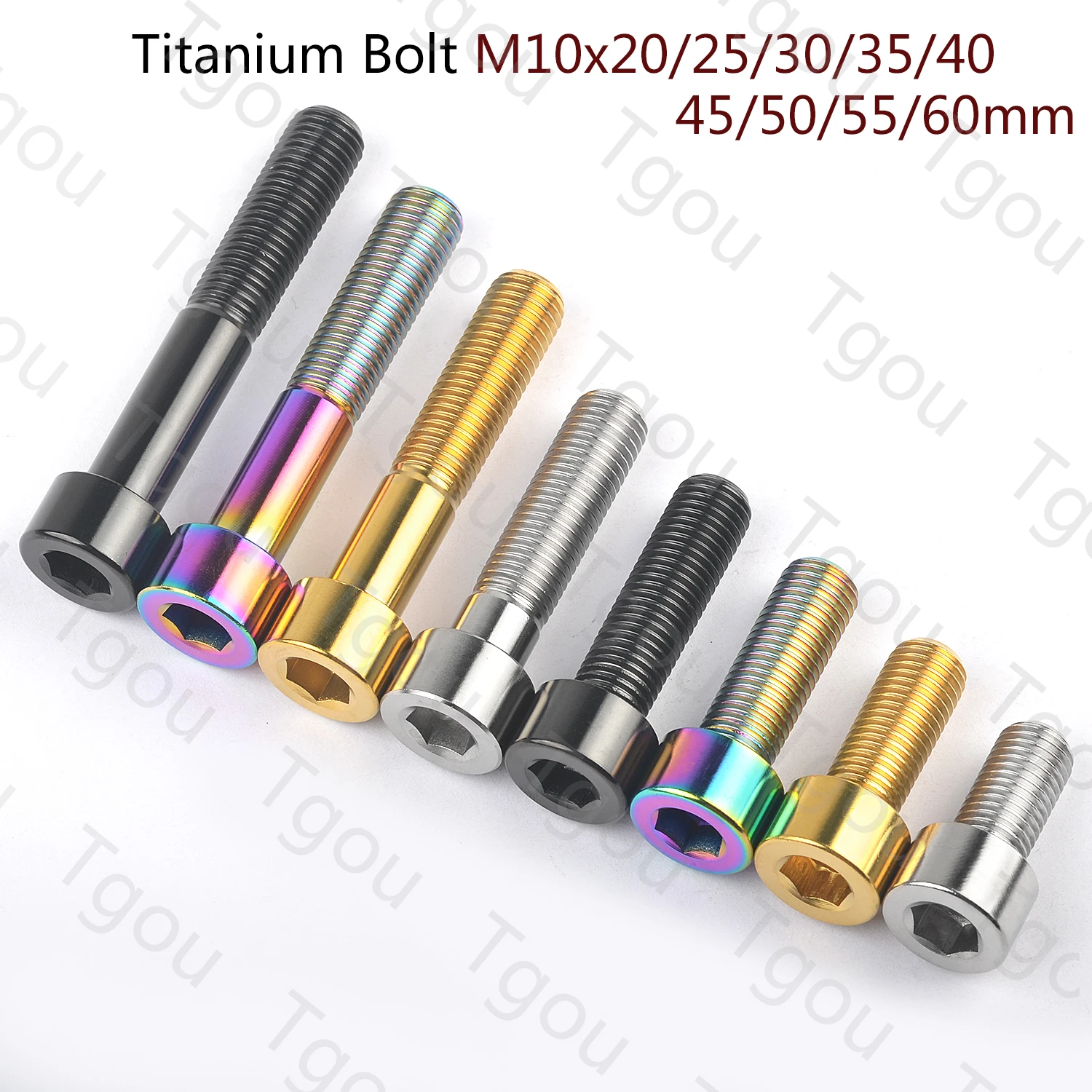 Tgou Titanium Bolt M10x20 25 30 35 40 45 50 55 60mm Pitch 1.25/1.5mm ...