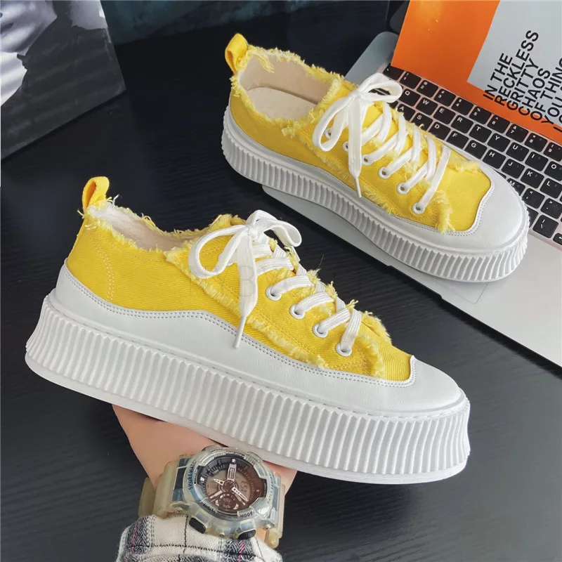 Autumn-Yellow-Retro-Men-s-Vulcanized-Shoes-Platform-Sneakers-Mens ...