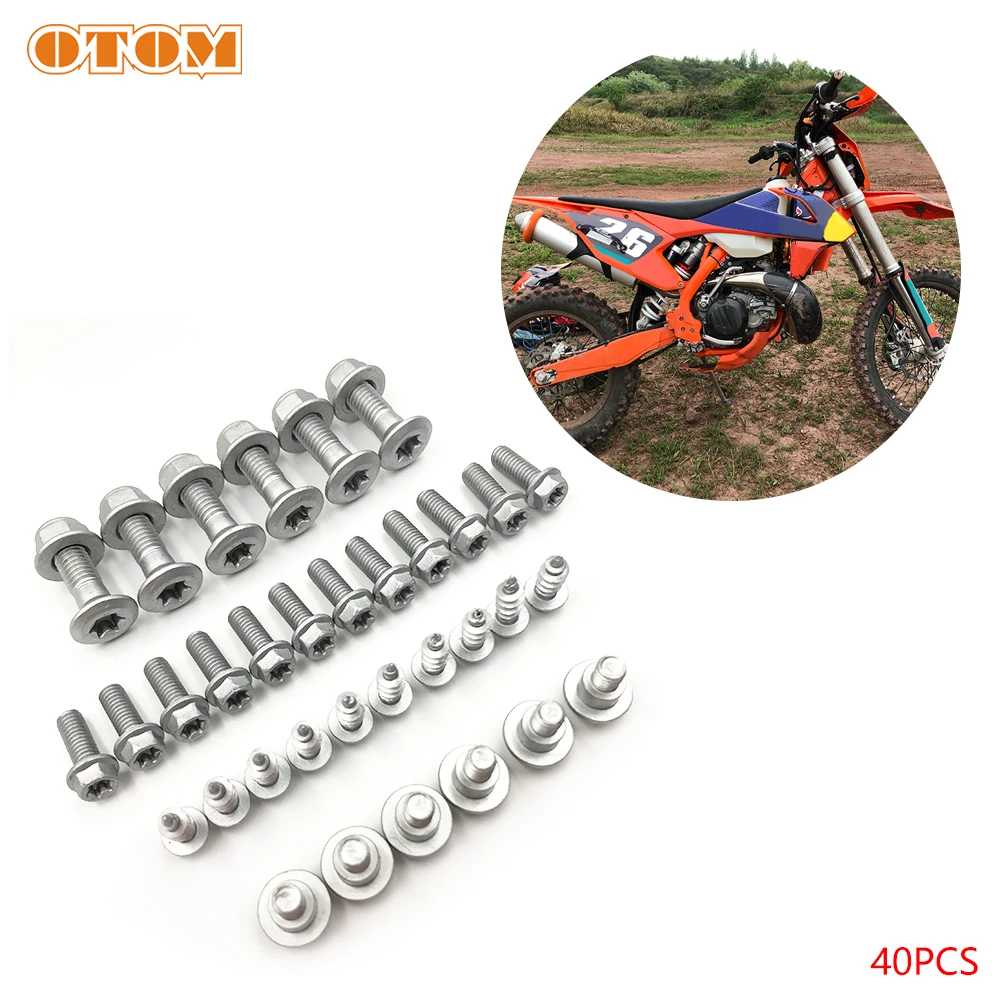 OTOM Motocross M6 M8 Full Motorcycle Screw Set Shock Absorber Plate Brake Disc Rear Chain Self ...