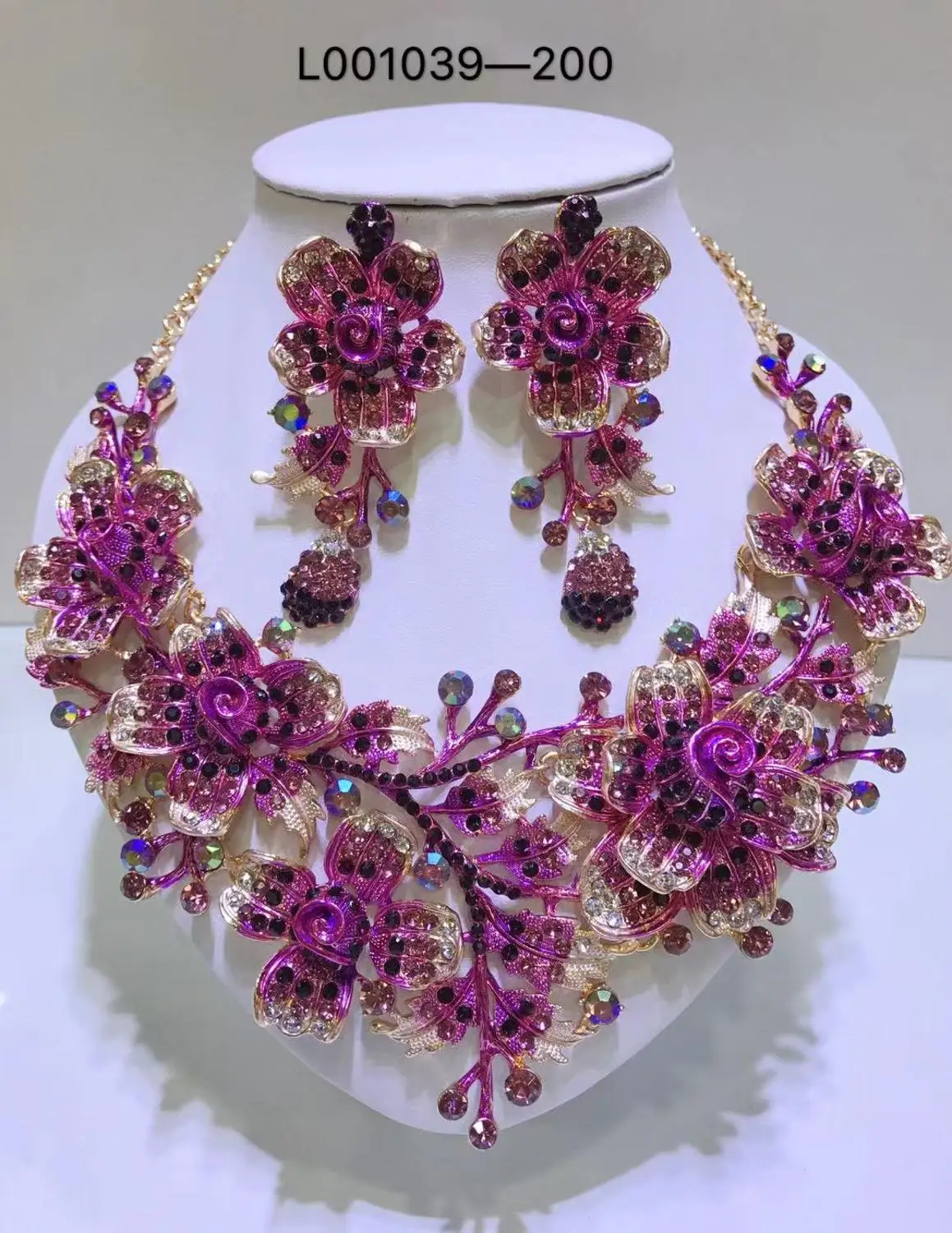 Elegant Flowers Bridal Jewelry Sets Wedding Costume Necklace & Earrings ...