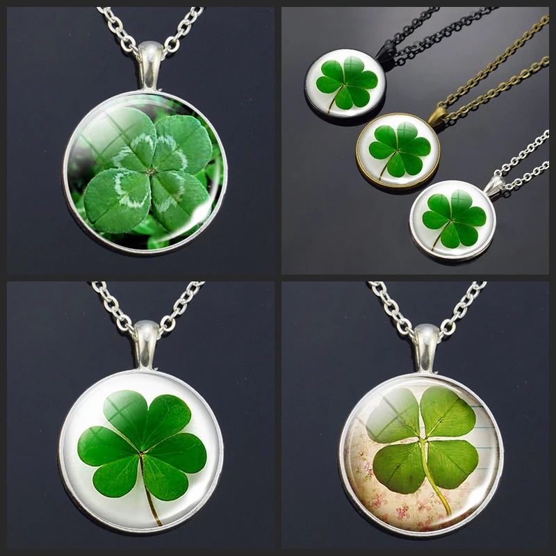 Clover-Statement-Necklace-Lucky-Four-leaf-Clover-Necklaces-Art-Picture ...