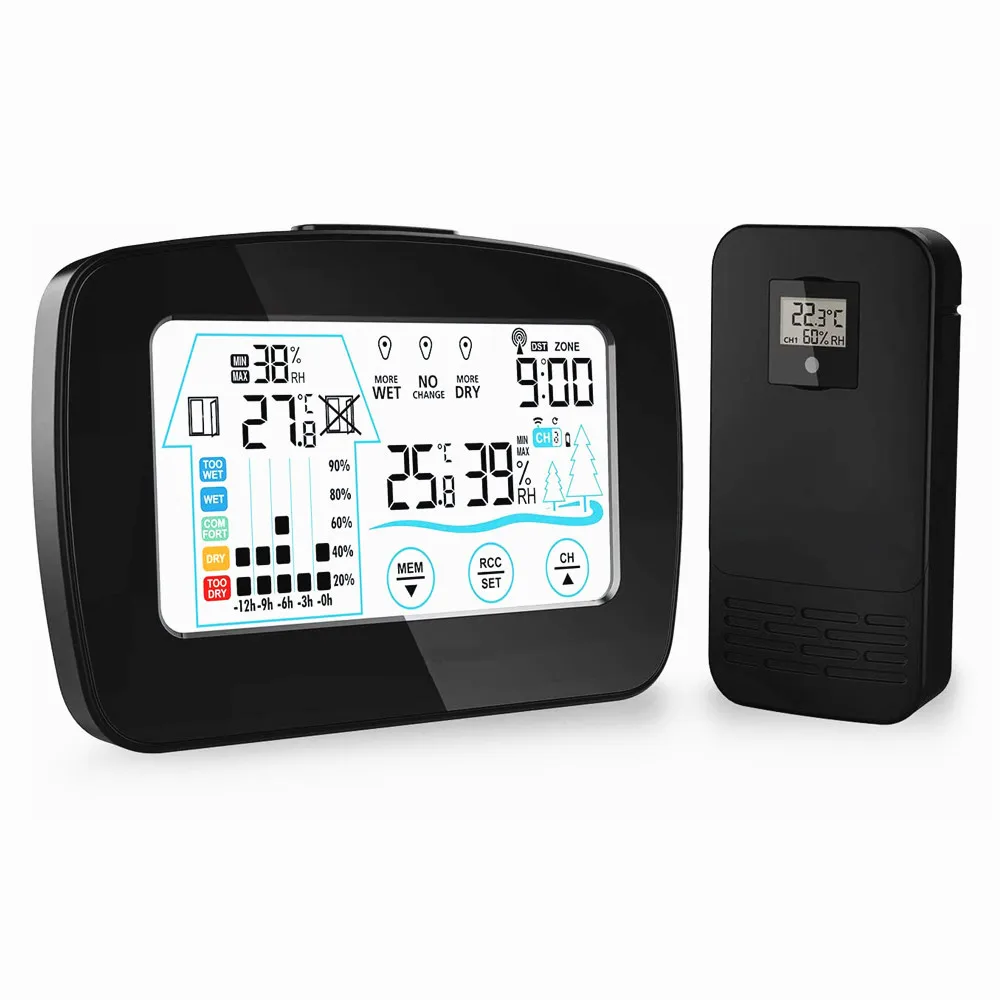 LCD Digital Clock Temperature Color Weather Station with Sensor ...