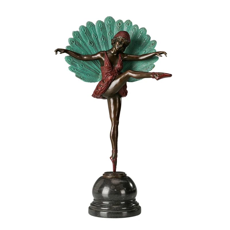 Large-Peacock-Dance-Statue-Figurine-Bronze-Female-Dancer-Sculpture ...