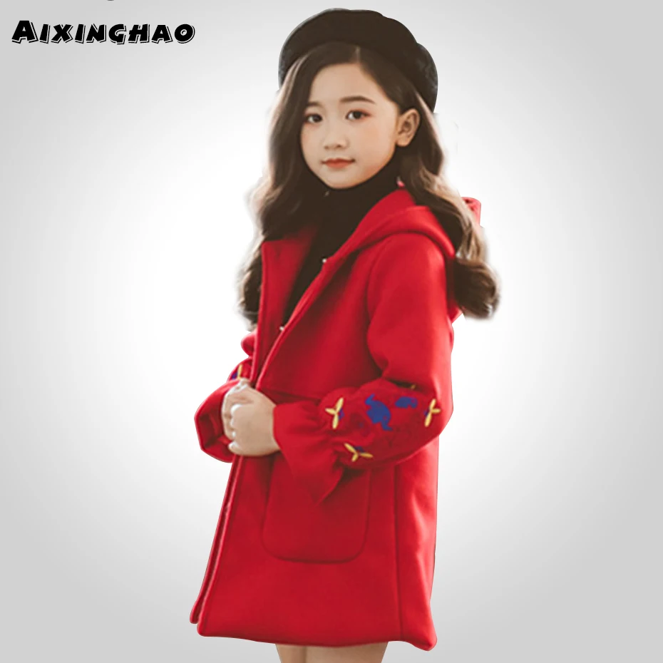 Girls Coats & Outerwear Flower Embroidery Jacket Girl Children Long ...