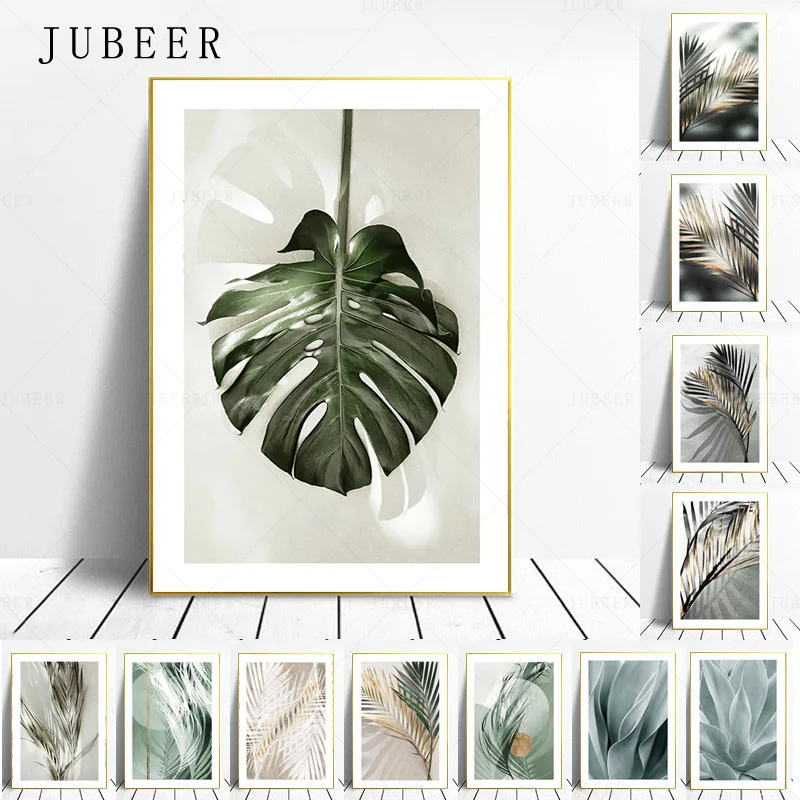 green leaves prints set nordic home decor Set of 3 botanical prints ...