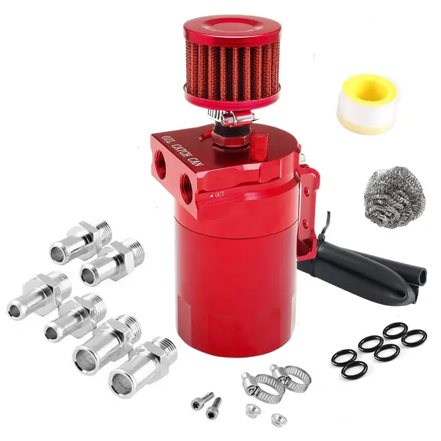 Car Baffled Oil Catch Can Reservoir Tank with Air Filter Breather ...