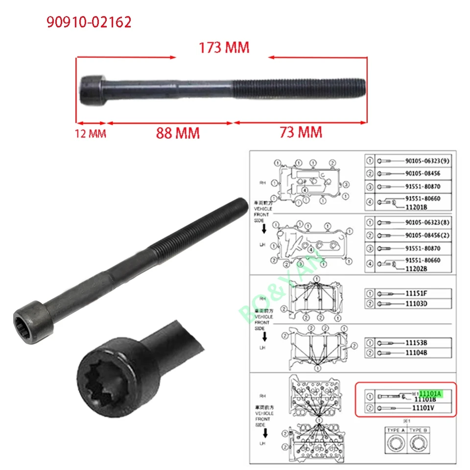 9091002162 Car Parts Auto Engine Cylinder Head Bolt For Toyota Camry ...