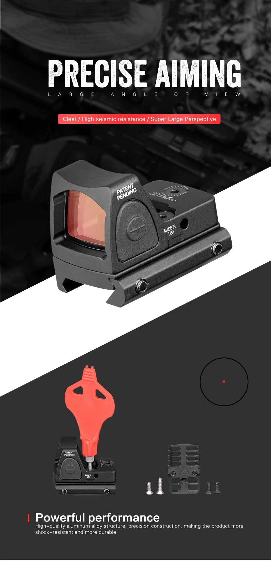 Mini RMR Red Dot Sight Collimator Base Handgun Glock Reflex Sight Scope ...