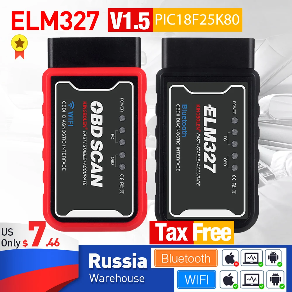 ELM327 V1.5 OBD2 Scanner WiFi BT PIC18F25K80 Chip OBDII Diagnostic ...