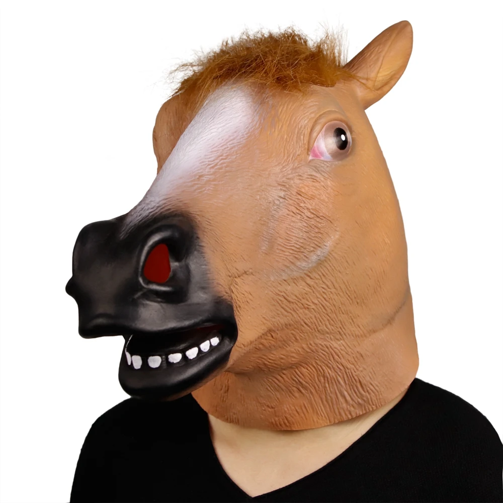 Halloween Brown Creepy Horse Head Cosplay Mask - AllCosplay.com