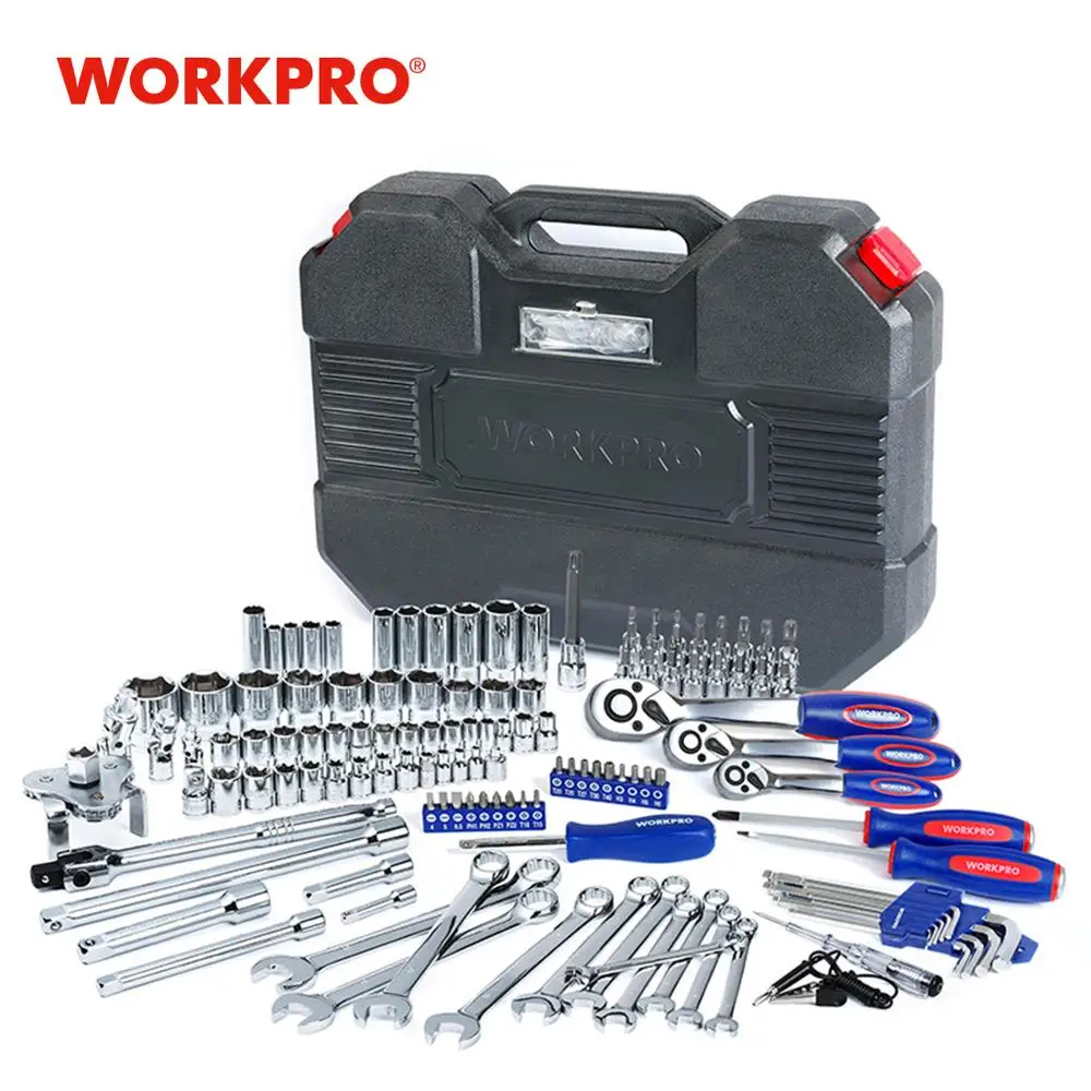 WORKPRO Conjunto de herramientas de reparación de automóviles, kit mecánico con destornilladores ...