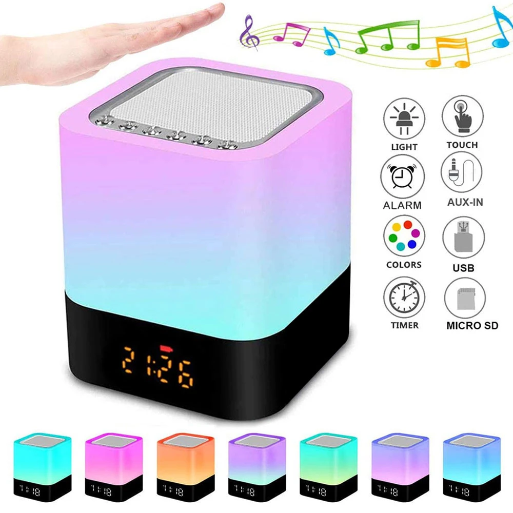 Rechargeable Led Colorful Smart Alarm Clock Breathing Music Night Light ...