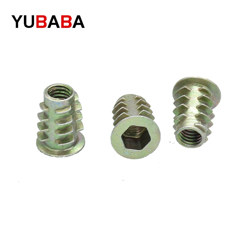 50pcs M4 M5 M6 M8 Zinc Alloy Thread For Wood Insert Nut Flanged Hex ...