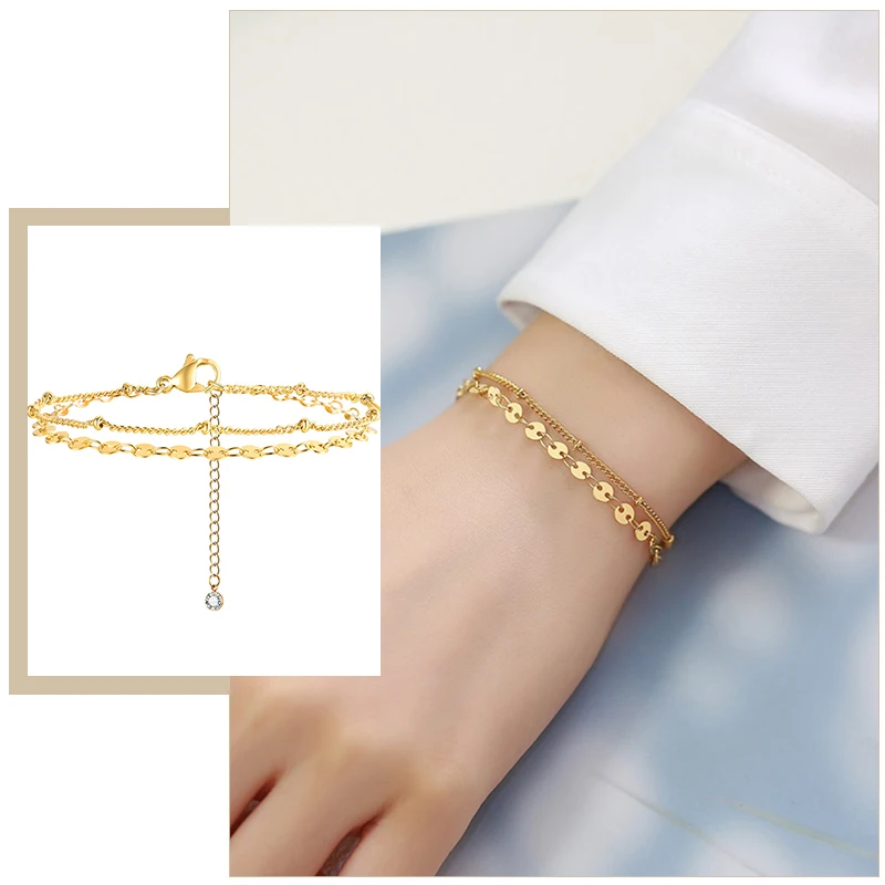Elegant Chain Bracelets For Women,gold Tone Solid Stainless Steel ...