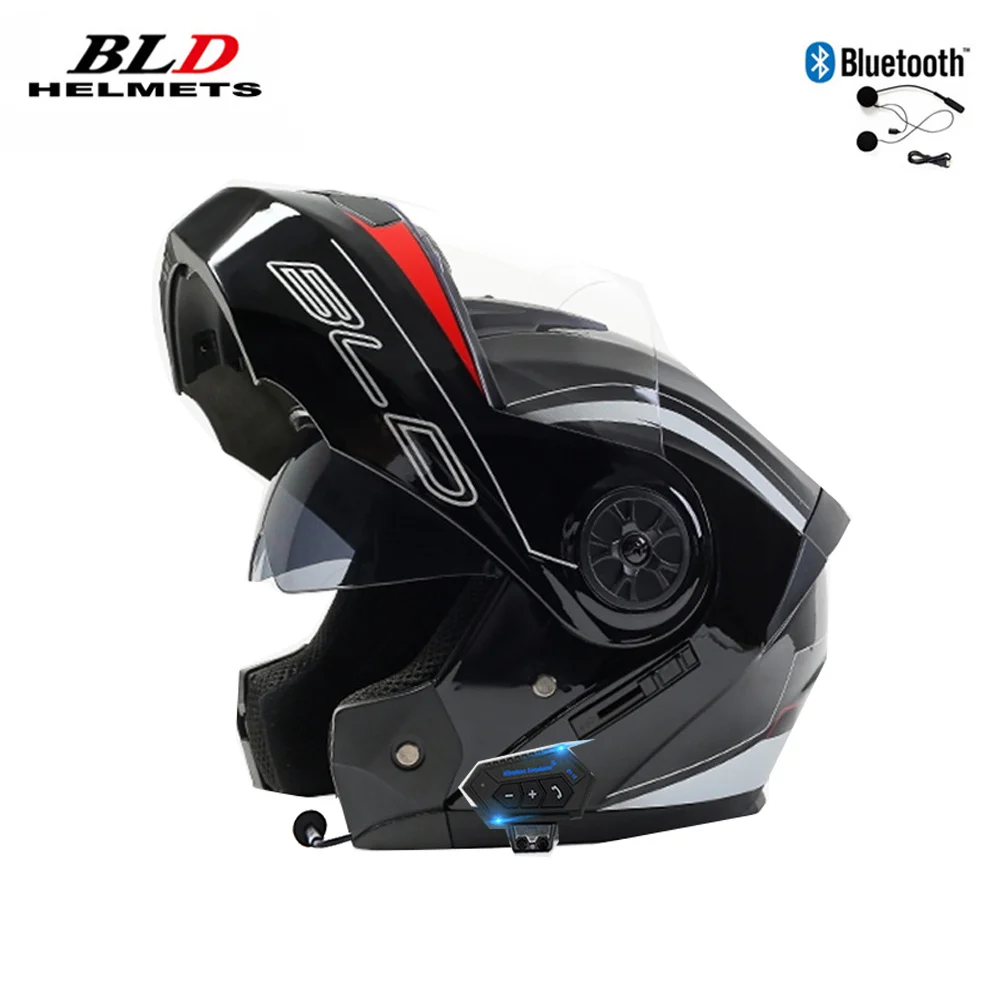 BLD Modular Classic Flip Up Bluetooth Dual Lens Motorcycle Helmet Men ...