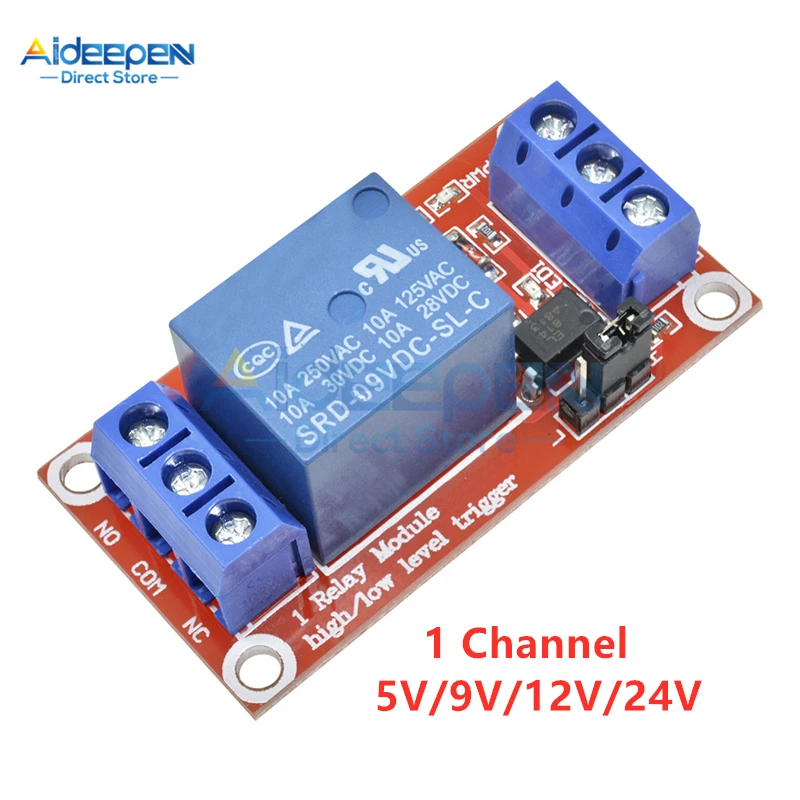 DC 5V 9V 12V 24V 1 Kanal Relais Modul Mit Optokoppler Schild Bord Hohen ...