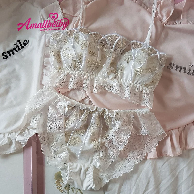Japanese Underwear Set Princess French Retro Lace Mermaid Shell Lace ...