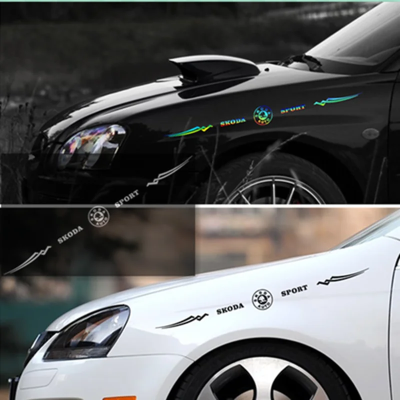 3 colors Automotive decal reflective laser vinyl car styling for Skoda ...
