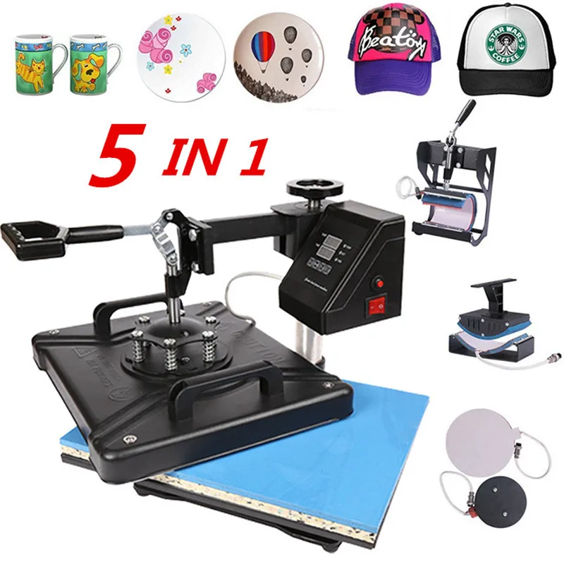 5-In-1-Combo-Multifunctional-Sublimation-Heat-Press-Machine-T-shirt ...