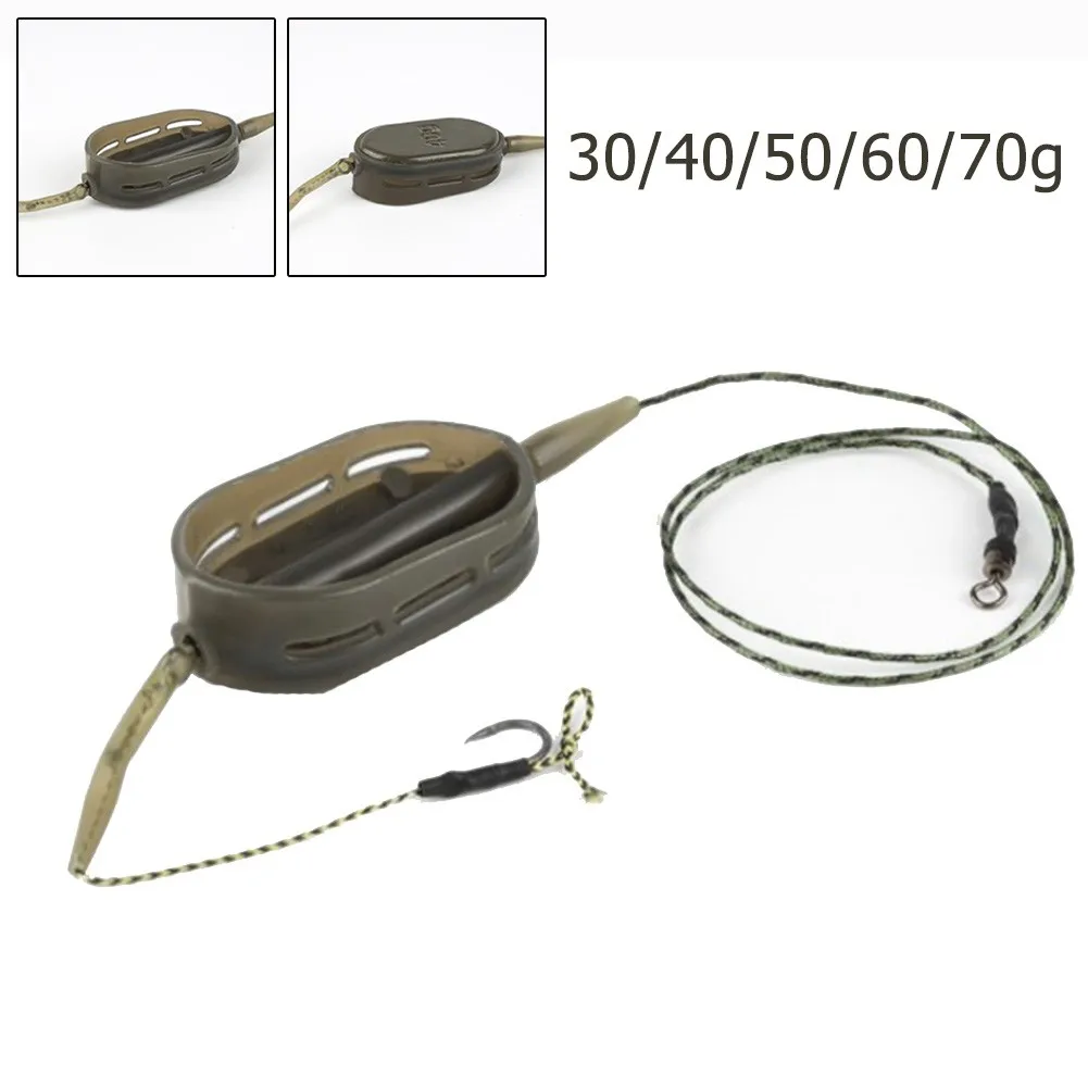 1PC Carp Fishing Method Feeder Rig Hair Bait Cage Group Lead Core Line ...
