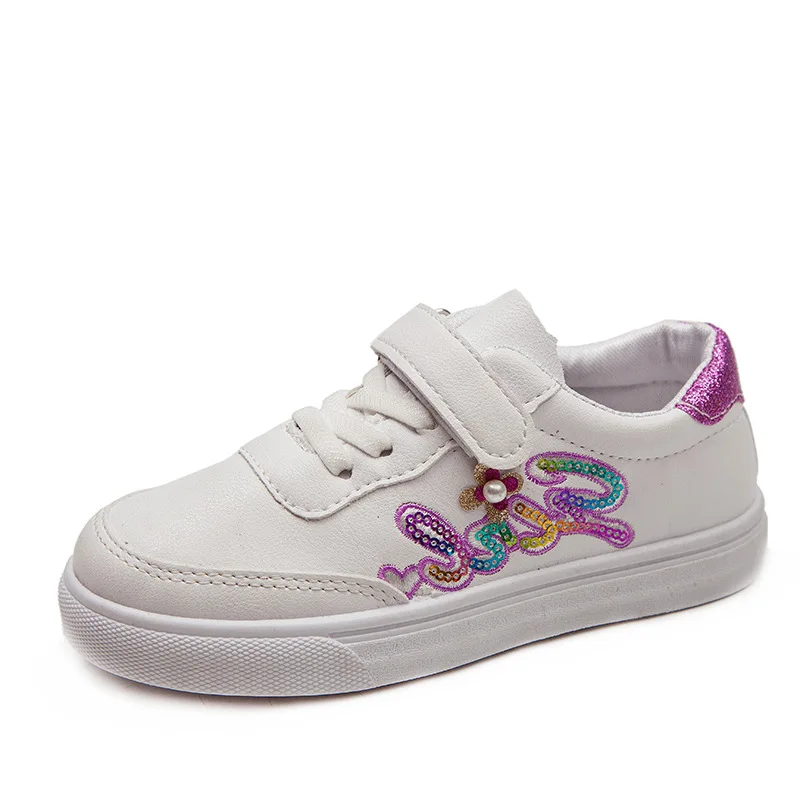 New Girls White Shoes Pu Leather Children Sports Casual Shoes Fashion ...