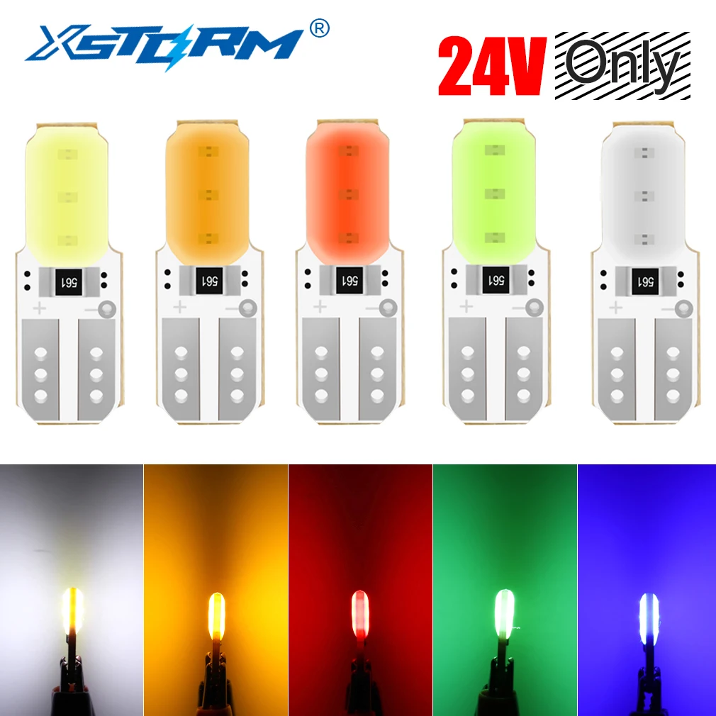10pcs 24v Canbus T10 W5w 194 168 Cob Led Bulb White Signal Lamp Dome ...